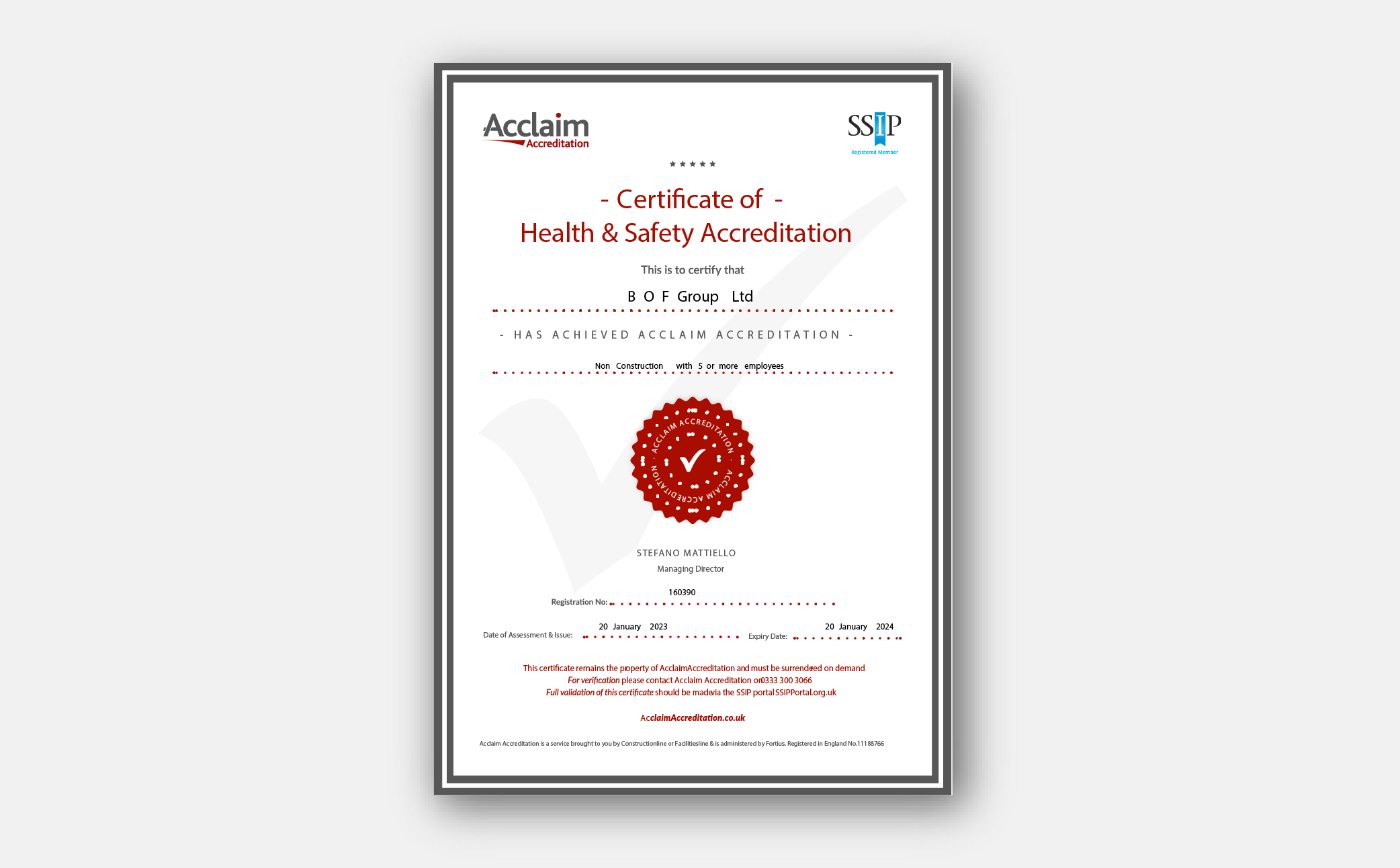 Health & Safety Accreditation · BOF